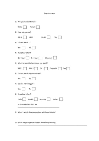Questionnaire | DOCX