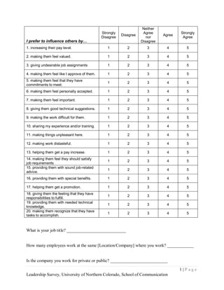 Leadership Questionnaire | PDF