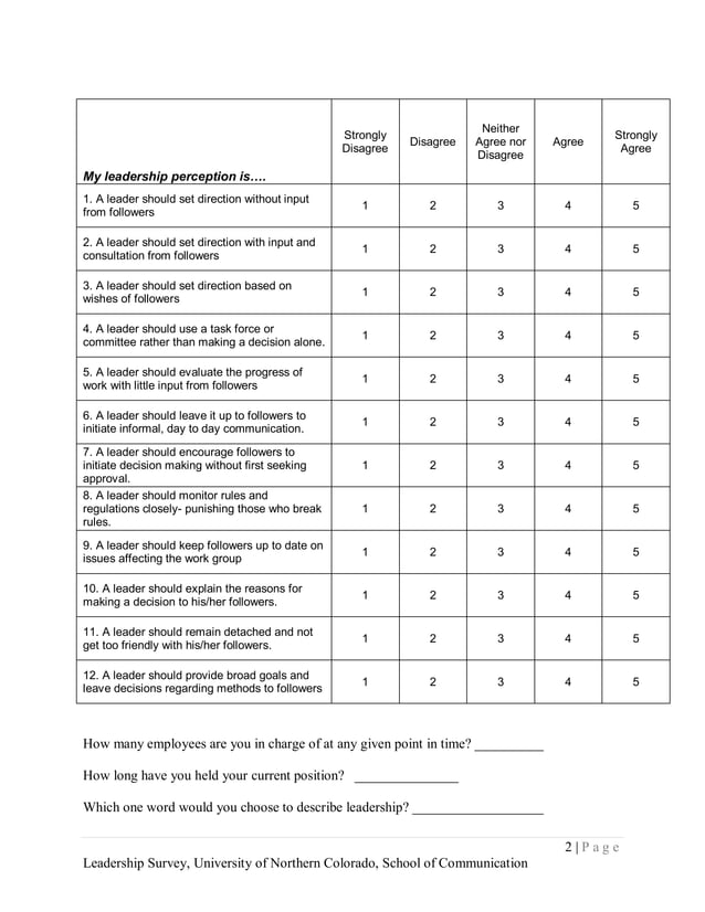 Leadership Questionnaire | PDF