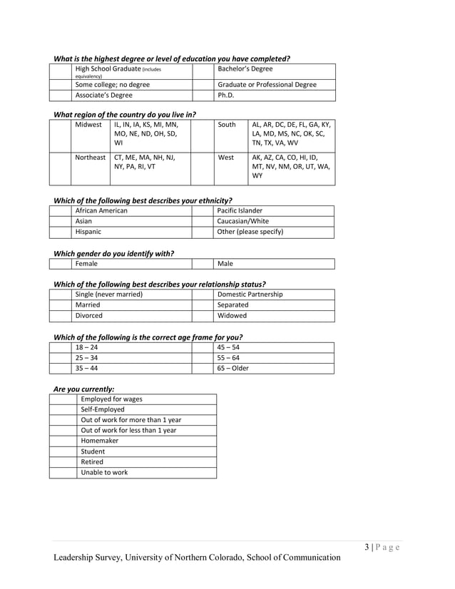 Leadership Questionnaire | PDF
