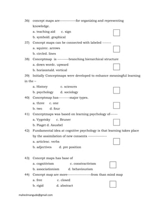Questionnaire based on Constructivism and concept mapping | PDF