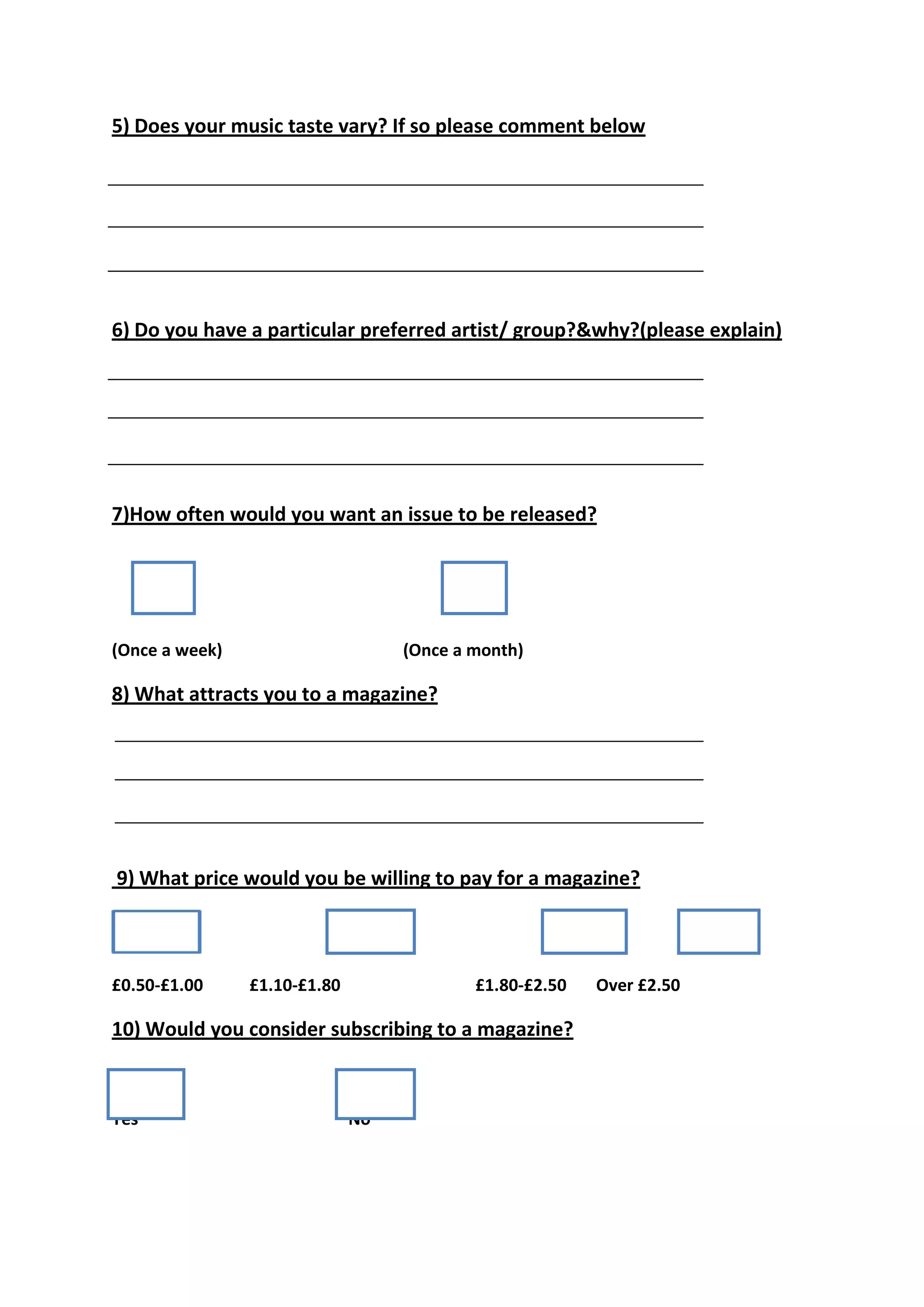 Questionnaire | DOCX | Music | Entertainment