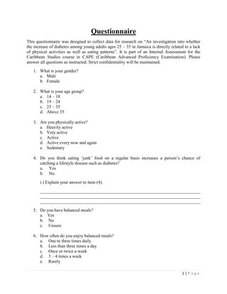 Questionnaire | DOCX