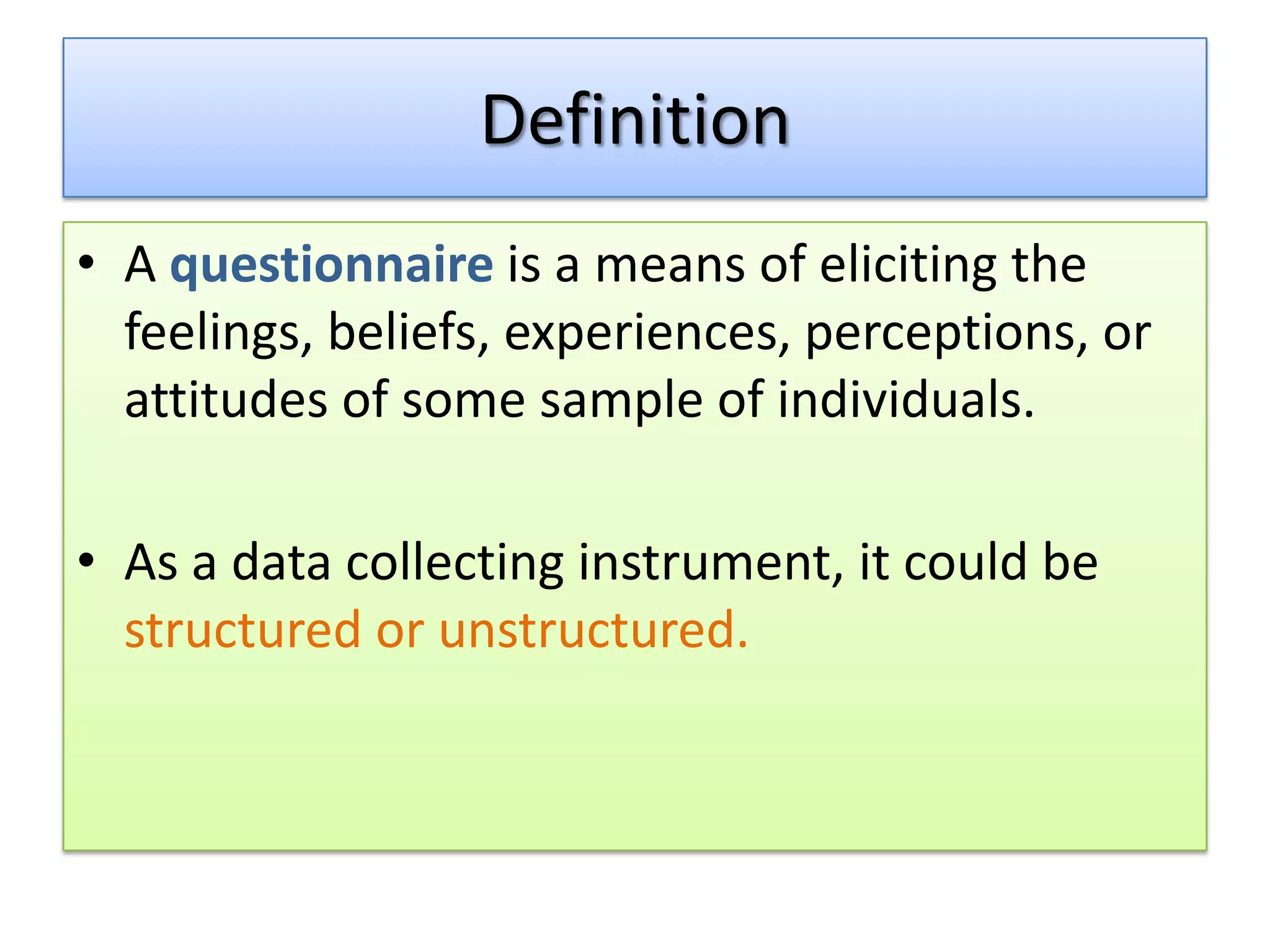 Questionnaire | PPTX