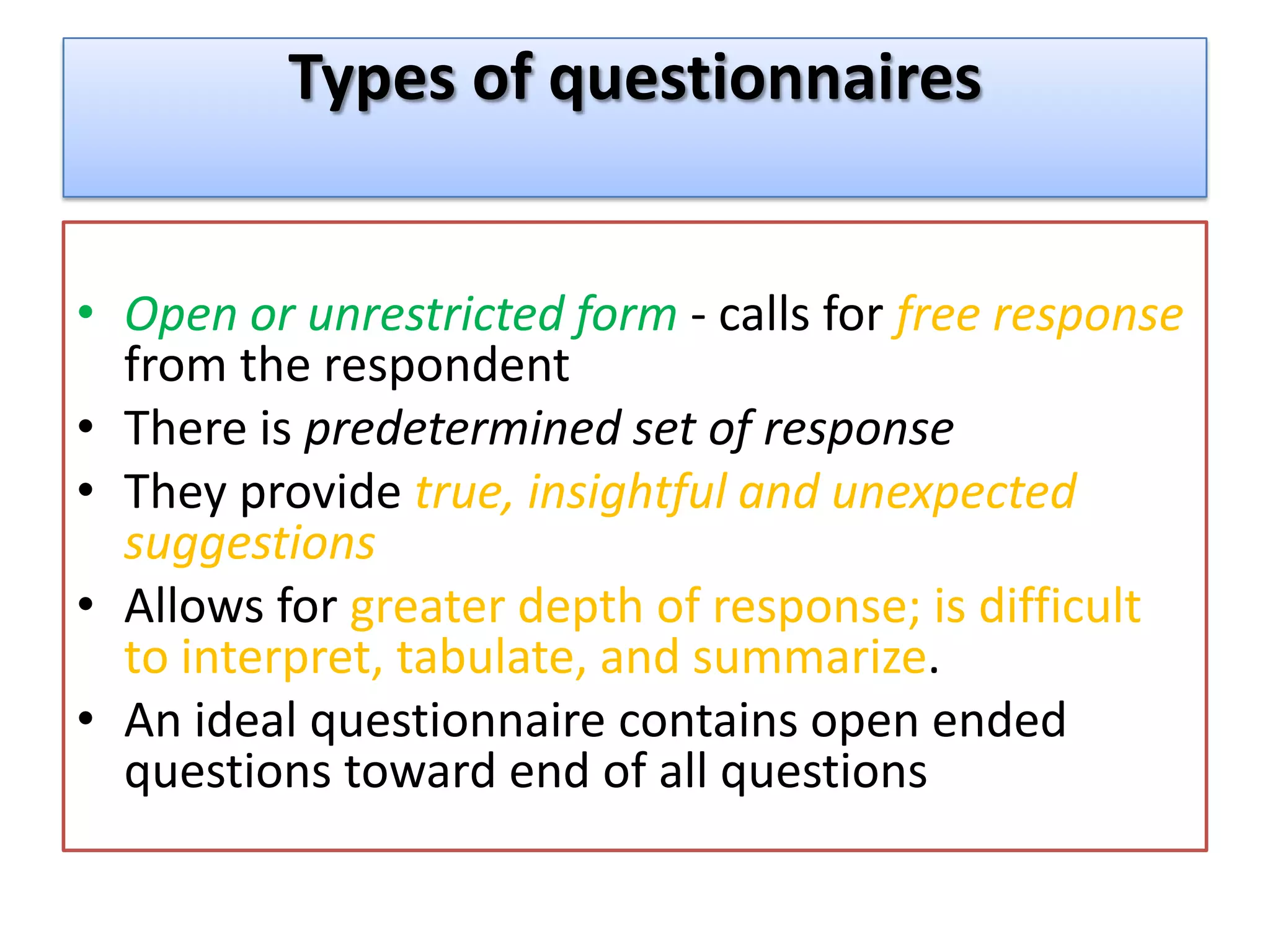 Questionnaire | PPTX