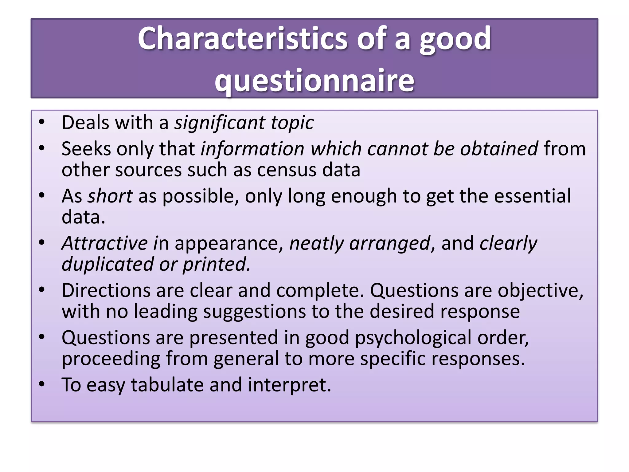 Questionnaire | PPTX