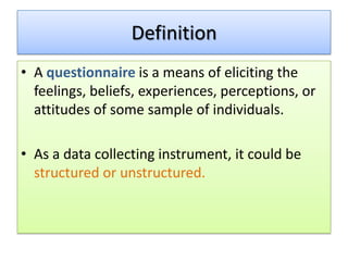 Questionnaire | PPT