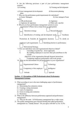 Questionnaire on Performance Management System | PDF