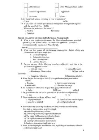 Questionnaire on Performance Management System | PDF