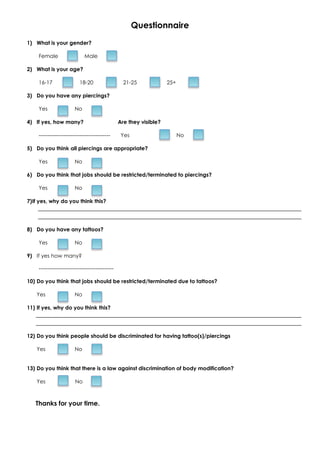 Questionnaire | DOCX