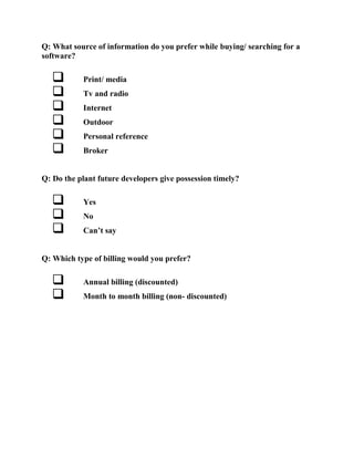 Questionnaire on consumer’s perception while buying a software With ...