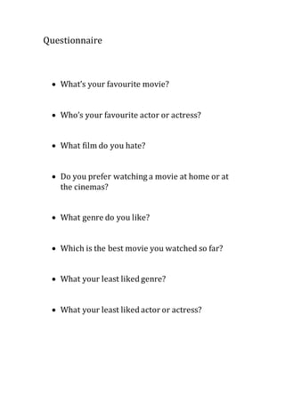 Questionnaire | DOCX