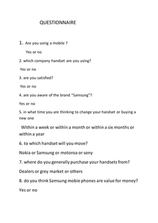 Questionnaire | DOCX