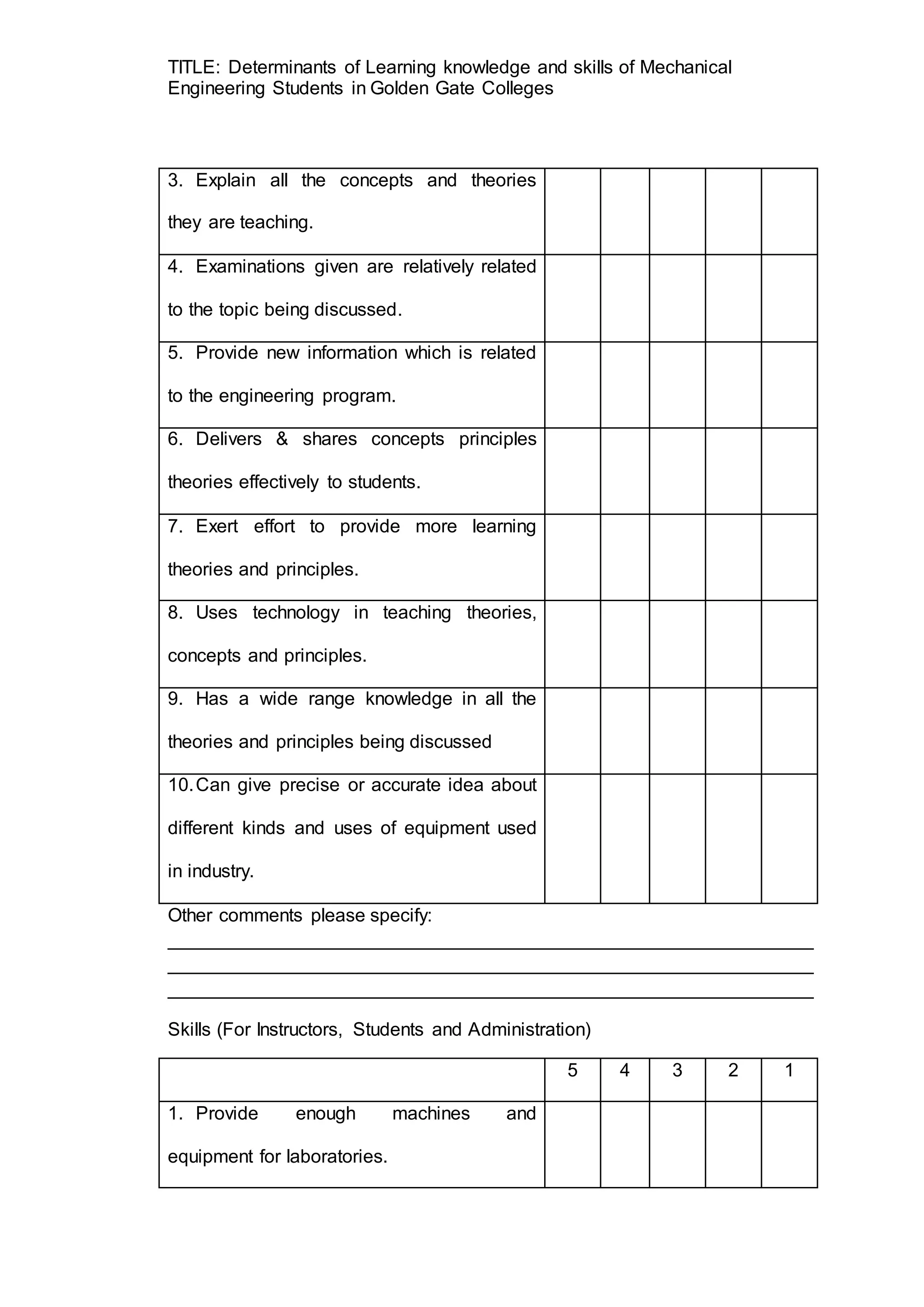 Questionnaire | DOCX