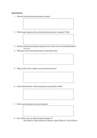 TV ADVERT: Questionnaire | PDF