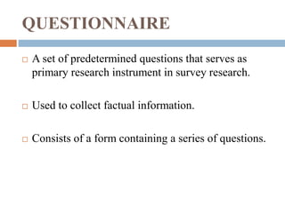 Questionnaire | PPT