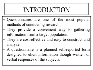 RESEARCH Questionnaire | PPTX