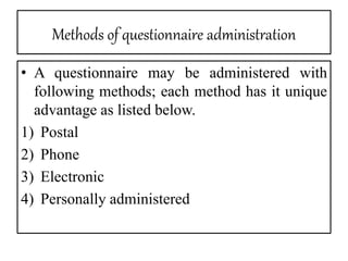 RESEARCH Questionnaire | PPTX
