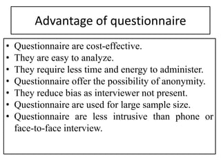 RESEARCH Questionnaire | PPTX