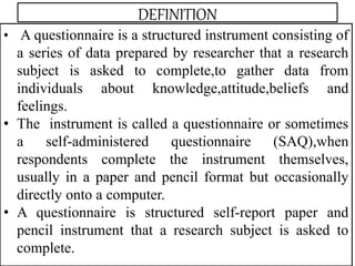 RESEARCH Questionnaire | PPTX