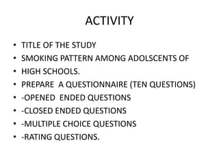Questionnaire- data collection tool | PPTX