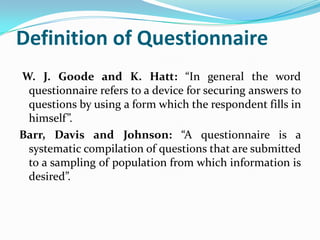 Questionnaire | PPT
