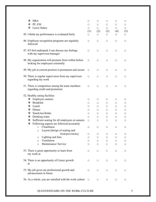 Questionnaire on Work Culture | DOC