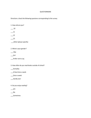 Questionnaire for personal background of respondents | PDF