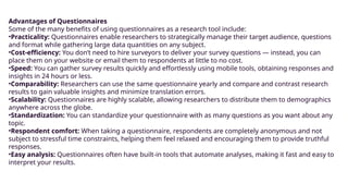 Questionnaire for data collection in research methodology | PPT