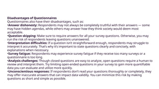 Questionnaire for data collection in research methodology | PPTX