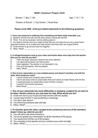 Wast Questionnaire English Version | PDF