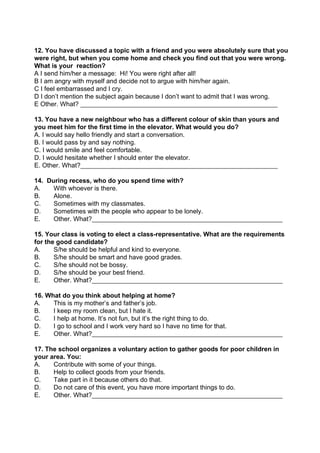 Wast Questionnaire English Version | PDF