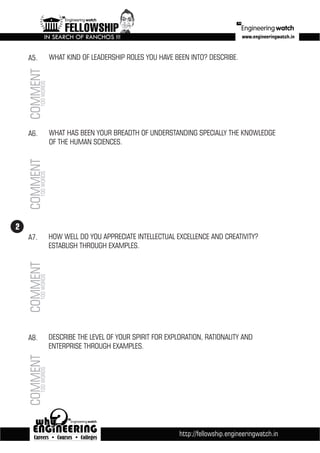 Engineering Watch Fellowship Questionnaire Booklet | PDF