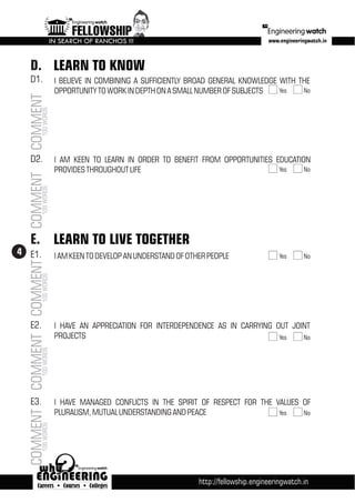 Engineering Watch Fellowship Questionnaire Booklet | PDF