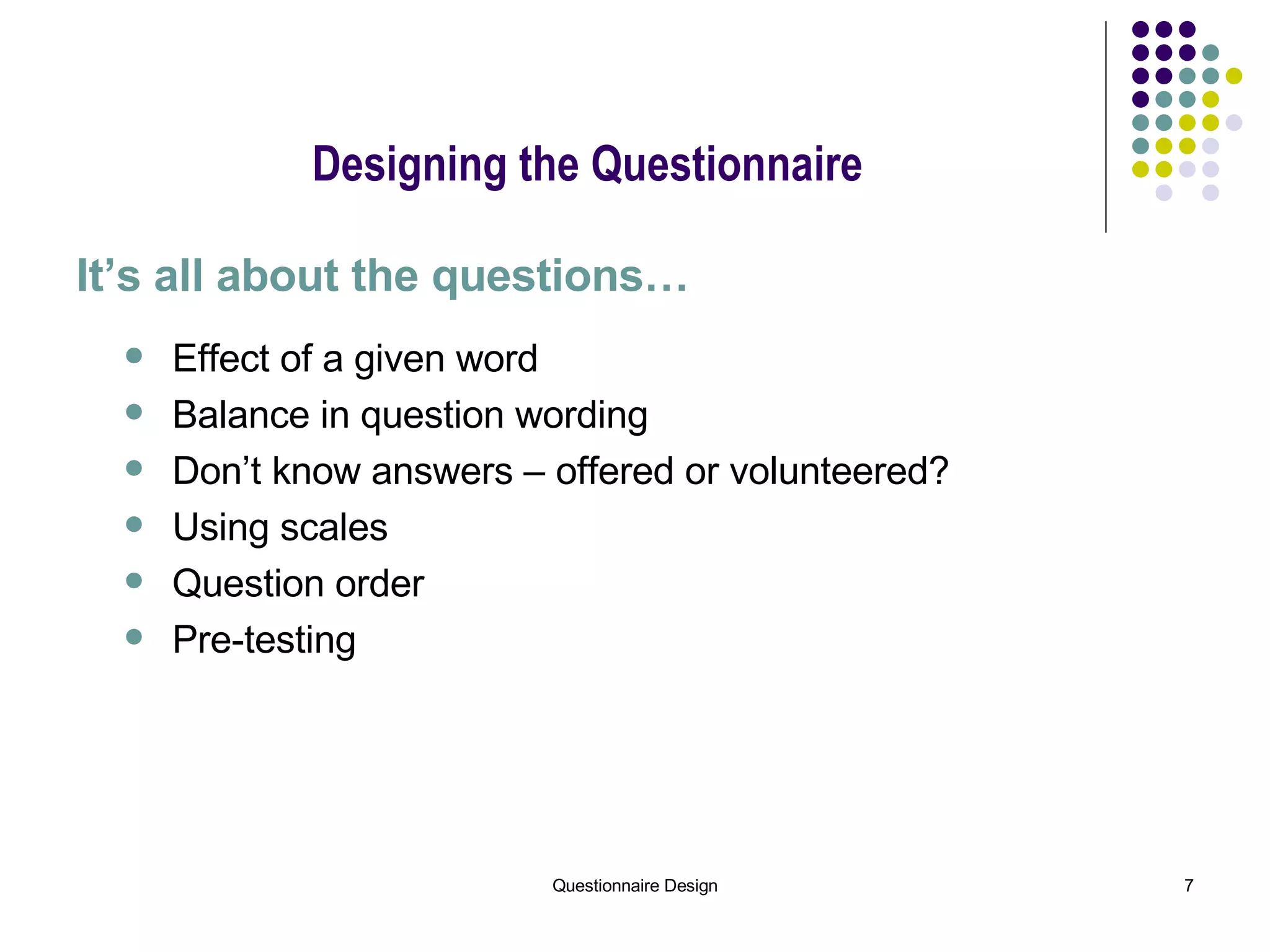 Questionnaire Design | PPT