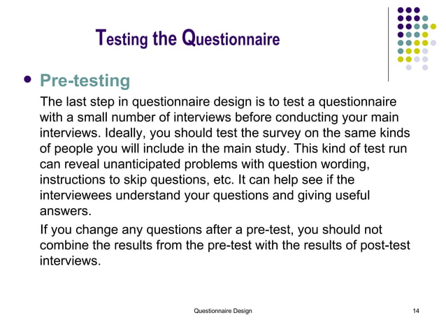 Questionnaire Design | PPT