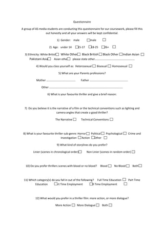 Questionnaire Docx As Media[1] | PDF