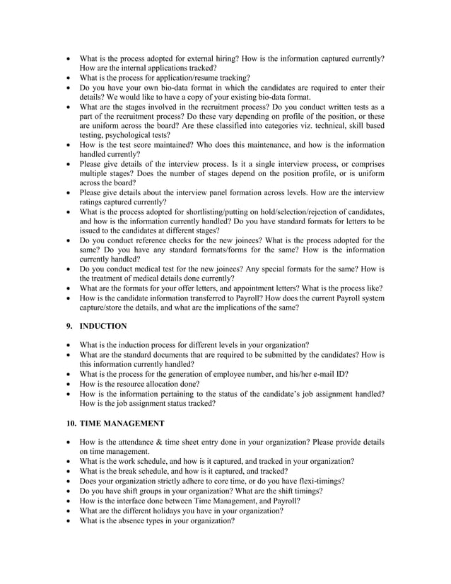 Questionnaire implementation - hrms | PDF | Human Resources | Business