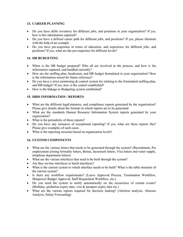 Questionnaire implementation - hrms | PDF | Human Resources | Business