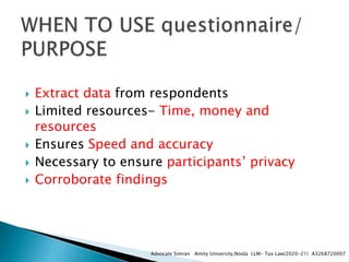 Questionnaire- legal research | PPTX