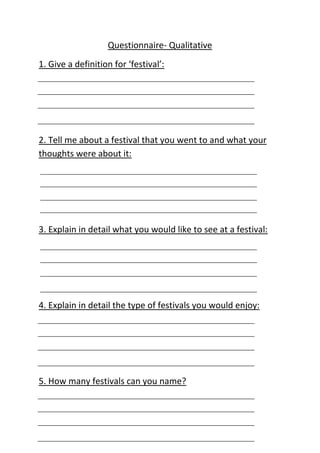 Quantitative Questionnaire Festival