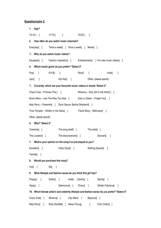 Questionnaire 2 | PDF