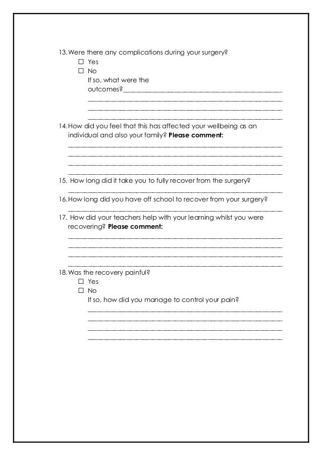 Scoliosis Questionnaire