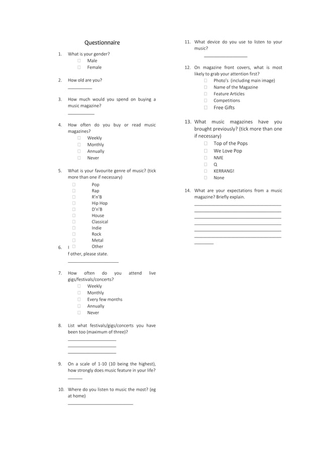 Questionnaire | DOCX