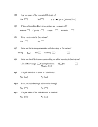 Questionnaire2 on Derivative Market | DOC