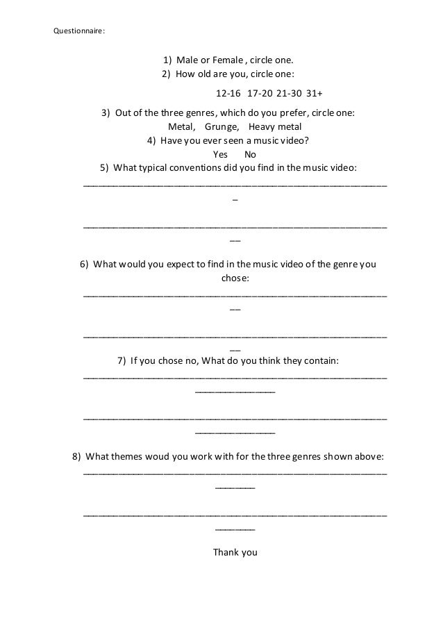 Questionnaire template