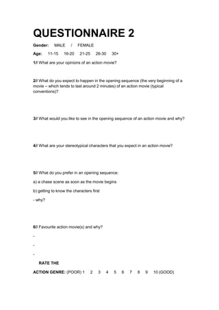 Questionnaire Analysis 2 | DOCX | Screenwriting | Content Production