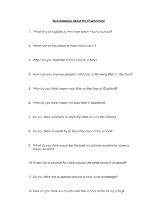 Questionnaire about the environment | DOC