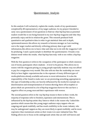 Questionnaire Analysis | DOCX | Hip Hop Music | Music