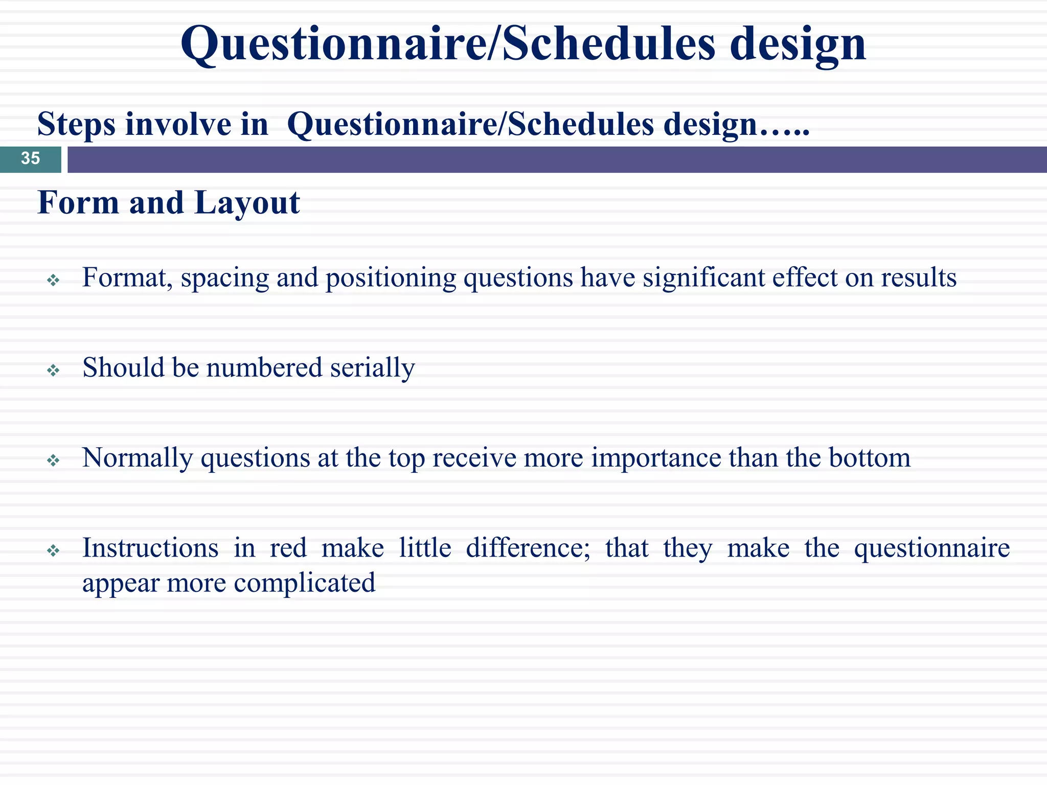 Questionnaire and schedules design | PPTX
